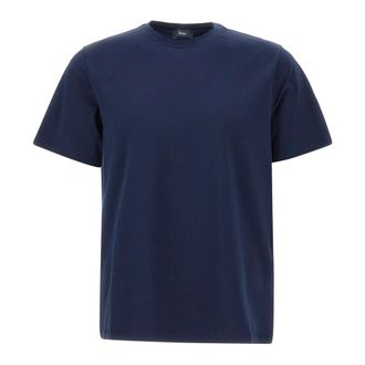 Herno Superfeines Stretch-T-Shirt aus Baumwolle - - Tops - Herren - Blau - 2XL