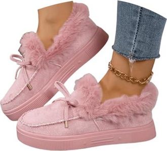 Generic Bottes de neige orthopédiques pour femme avec doublure en fourrure - Chaudes à enfiler - Mocassins plats à enfiler - Mocassins de marche en fausse fou