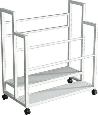 Generic Aufbewahrungsregal for Yogamatten Heimfitnessstudio-Regal mit Rollen Gro&szlig;es Ablagefach for Yogabl&ouml;cke Einfache Montage Platzsparend(White - two Layer,