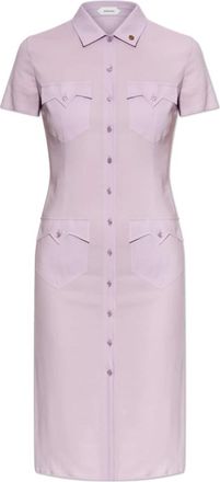 Versace Femme, Robes, Violet, Taille: 36 FR Robe Midi en Viscose Georgette Stretch