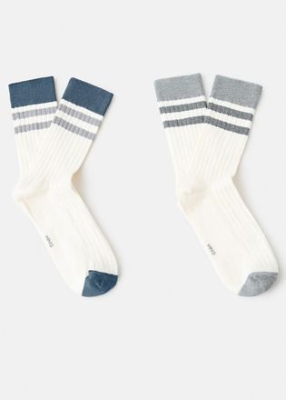 Mango 2er-Pack gestreifte Baumwollsocken grau - Herren - 40-42 - MANGO MAN