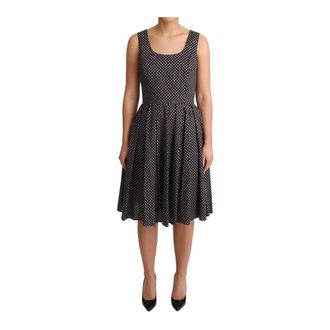 Dolce & Gabbana Schwarzes Blumen A-Linie Midi Kleid - - Dresses - Damen - Schwarzk - L