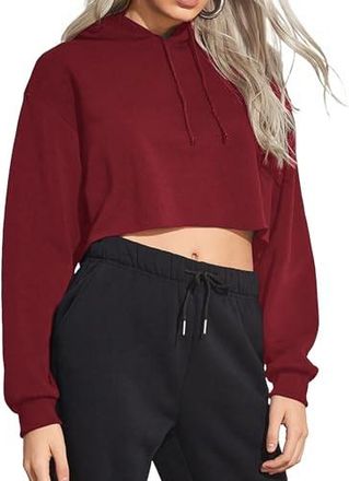 Generic Sweat &agrave; capuche oversize pour femme - Manches longues - En polaire - Avec capuche, rouge vin, 3XL