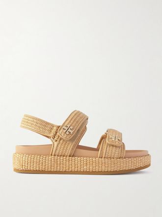 Tory Burch Sandales En Raphia À Finitions En Cuir Kira Sport - Neutres
