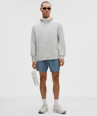 lululemon Short Pace breaker non doubl&eacute; pour Hommes - 13 cm - Bleu - Taille L