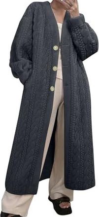 Generic 2026 Vestes pour femmes automne et hiver &eacute;paissi allong&eacute; imitation vison cardigan veste manteau int&eacute;gr&eacute;, gris fonc&eacute;, XL