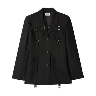 Off-white Femme, Vestes, Noir, Taille: 36 FR Single-Breasted Wool Blend Blazer
