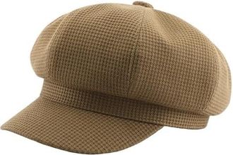 Generic Chapeau octogonal incurvé rétro japonais de couleur unie pour femme - Chapeau dartiste chaud pour lautomne et lhiver en plein air voyage, Marron café 