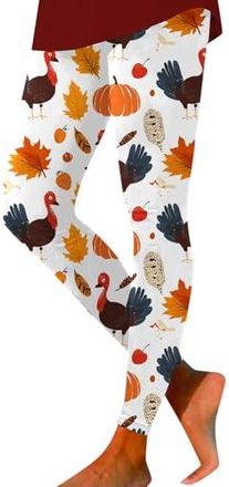 Generic Legging de sport 2026 pour femme - Imprim&eacute; citrouille et &eacute;rable - Taille haute - Confortable - Pour le sport, blanc, XXL