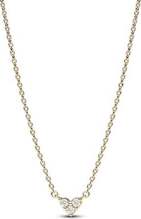 Pandora Pandora Timeless Collier Coeur en métal plaqué or 14 carats avec zircones cubiques transparentes