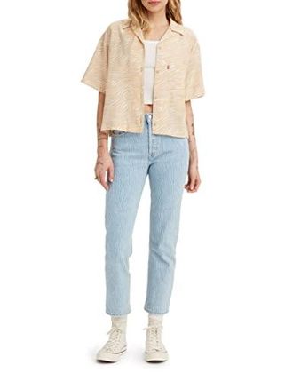 Levi's 501 Crop Jeans Femme, Blue Pattern, 28W / 28L