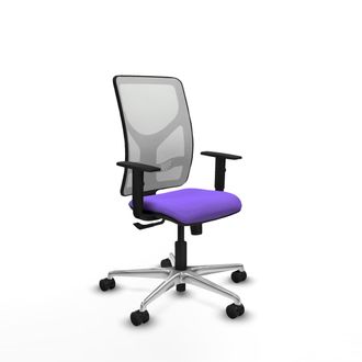 Piqueras y Crespo Arbeitsstuhl mit 1D-Armen, h&ouml;henverstellbare Lendenwirbelst&uuml;tze, ausgestattet mit 3 Positionen und Schneideschaum, mit Rollen von 65 mm, Nylon, Wei&szlig;/L