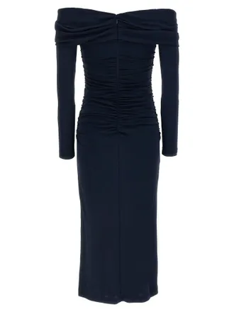 Carolina Herrera Off-Shoulder Ruched Dress - navy