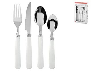 hOme servizio posate 24 pezzi, inox, manico bianco