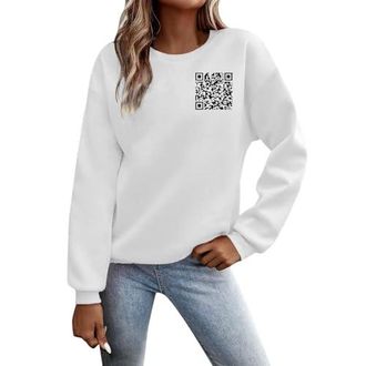Generic Pull à capuche à manches longues imprimé à col rond pour femme 2026, blanc, XXL