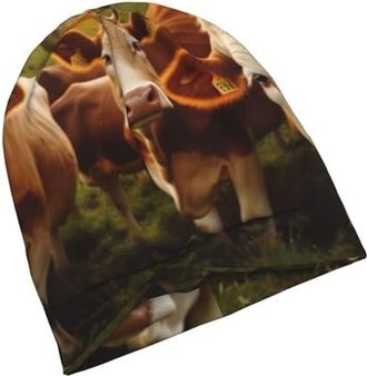 Generic Bonnets Vaches Bonnet Hiver Extensible Unisexe Bonnet Thermo pour Femme Extérieur Ski