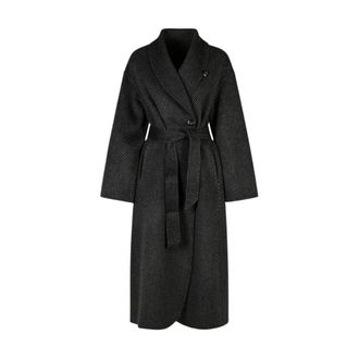 Emporio Armani Manteau ceintur&eacute; &agrave; col ch&acirc;le - Femme - Manteaux - Gris - Taille: 42 FR