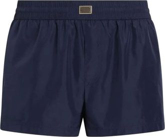Dolce & Gabbana Homme, Maillots de bain, Bleu, Taille: 2XL Logo Plaque Swim Shorts