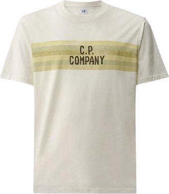 C.P. Company C.p. Company, Homme, Tops, Blanc, Taille: XL Cotton Crew Neck T-Shirt