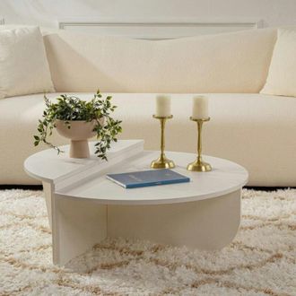 Pier Import Pier Import - Table basse moderne blanche effet bois - 2 hauteurs marfa