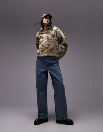 Lacoste Sweat &agrave; col zipp&eacute; et imprim&eacute; camouflage - Beige-Neutral