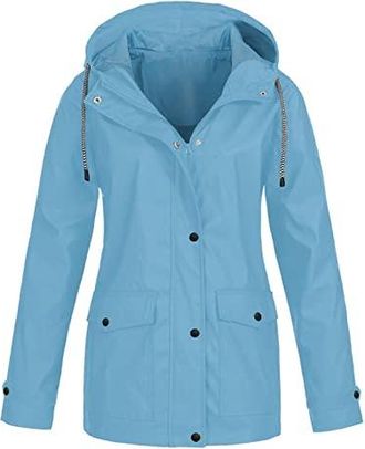 FNKDOR Manteau ImperméAble Femme Automne Hiver Chaud Veste à Capuche Zippée Coupe-Vent Blouson à Manches Longues Lâche Pluie Outwear Jacket Casual Trench-Coa