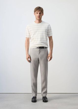 Mango Gestricktes Streifen-Shirt cremewei&szlig; - Herren - XL - MANGO MAN
