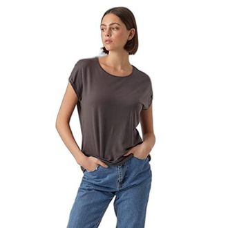 Vero Moda Vmava Plain SS Top Gajrs Noos T-Shirt pour Femme, Gris, XXL