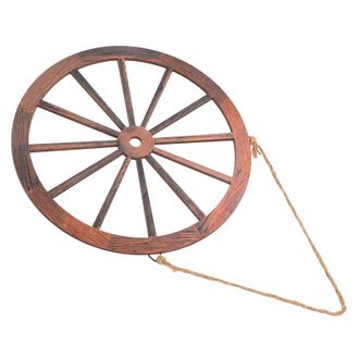 FOMIYES Holz Wagenrad Wanddekoration H&ouml;lzernes Wagenrad Dekor 25x25cm Vintage Wandbild aus Vollholz Bruchfest f&uuml;r Wohnzimmer und B&uuml;ro