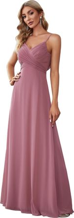 Ever-pretty Damen Elegante Brautjungfernkleider Chiffon &Auml;rmellos Langer Halter Abendkleider Ballkleider V-Ausschnitt Orchidee 44