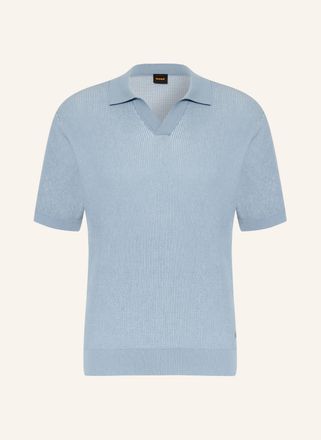 HUGO BOSS Strick-Poloshirt Aravolo blau