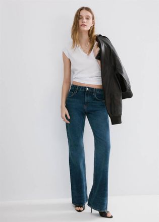 Mango T-shirt coton col en V blanc - Femme - XXS - MANGO