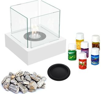 Kratki Tischkamin Biokamin TANGO3 wei&szlig; set mix