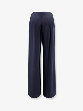 Max Mara Womens Satin Trousers Blue Silk