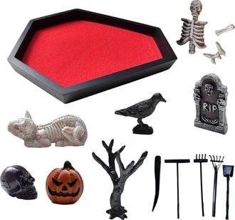 Generic Zen Garden Desk - Gothic Tabletop Kit, Sargsandschale | Skull Decor Halloween Meditation, Gruseliges Mikrofindscape -Display Für Home In Innenräumen, 