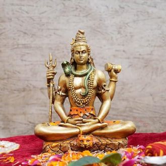 Generic Statue du Seigneur Shiva - Sculpture Murti - D&eacute;coration pour la maison, la chambre &agrave; coucher, le bureau, la table et les cadeaux (20 cm x 17 cm, multi