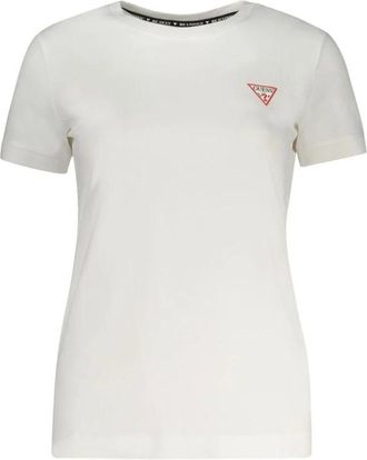 Guess Femme, Tops, Blanc, Taille: 44 FR T-shirt Blanc en Coton avec Logo