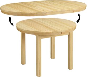 Erst-Holz Runder Tisch K&uuml;chentisch Esstisch ausziehbar 103x103x75 Kiefer massiv 90.70-41