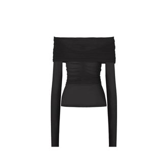 Wolford Top &agrave; col bardot fronc&eacute; &agrave; empi&egrave;cement transparent