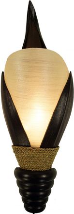 Guru Shop Palmenblatt Wandlampe/Wandleuchte, in Bali Handgefertigt aus Naturmaterial, Palmholz - Modell Ibiza, 55x22x15 cm