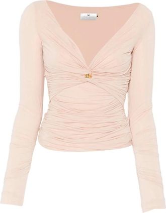 Elisabetta Franchi Femme, Tops, Rose, Taille: 38 FR Top en jersey avec d&eacute;tails de bijoux