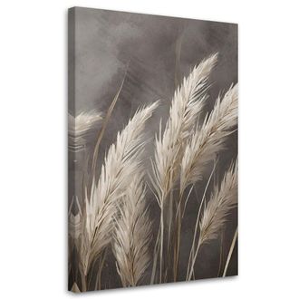 Feeby Wandbilder - Bilder Schlafzimmer - Gras Natur Botanik Beige - 60x90 1tlg - Wohnzimmer Bild Gro&szlig; - Wohnungs - Foto Geschenk - Leinwand Wall Art - Wand 