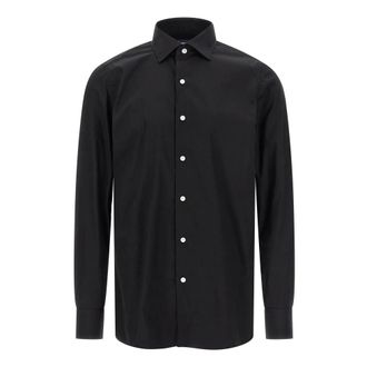 Finamore Homme, Chemises, Noir, Taille: 5XL Chemise en Coton Napoli