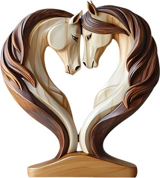 Generic Holzhorse Desk Decor - K&uuml;nstliches Tierornament | Handgefertigte Skulpturfigur in Snuggle Design, Stylish Display Accent f&uuml;r B&uuml;ro, Schlafzimmer, Wohnb