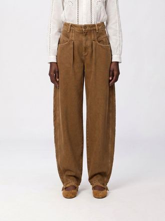 Isabel Marant Jean Lisha taille haute &agrave; jambe large en denim de coton