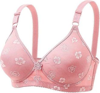 Generic Soutien-gorge 2026 pour femme - Confortable - Sans anneau en acier - Respirant - Jacquard - Sous-v&ecirc;tements push-up fins, rose, 64