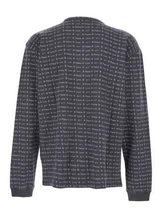 ERL Mens Long Sleeve Jacquard Tee Brown Cotton Top