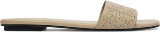 Calvin Klein Pantoletten Calvin Klein Org Flat Sndl One Bar Lth Aop HW0HW02857 Beige