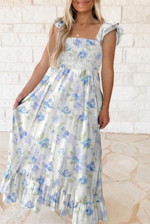 Azura Exchange Blumen-Muster Maxikleid mit R&uuml;schensaum