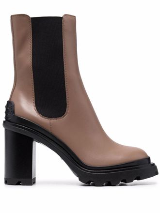 Tod's bottines chelsea &agrave; talon &eacute;pais - Marron